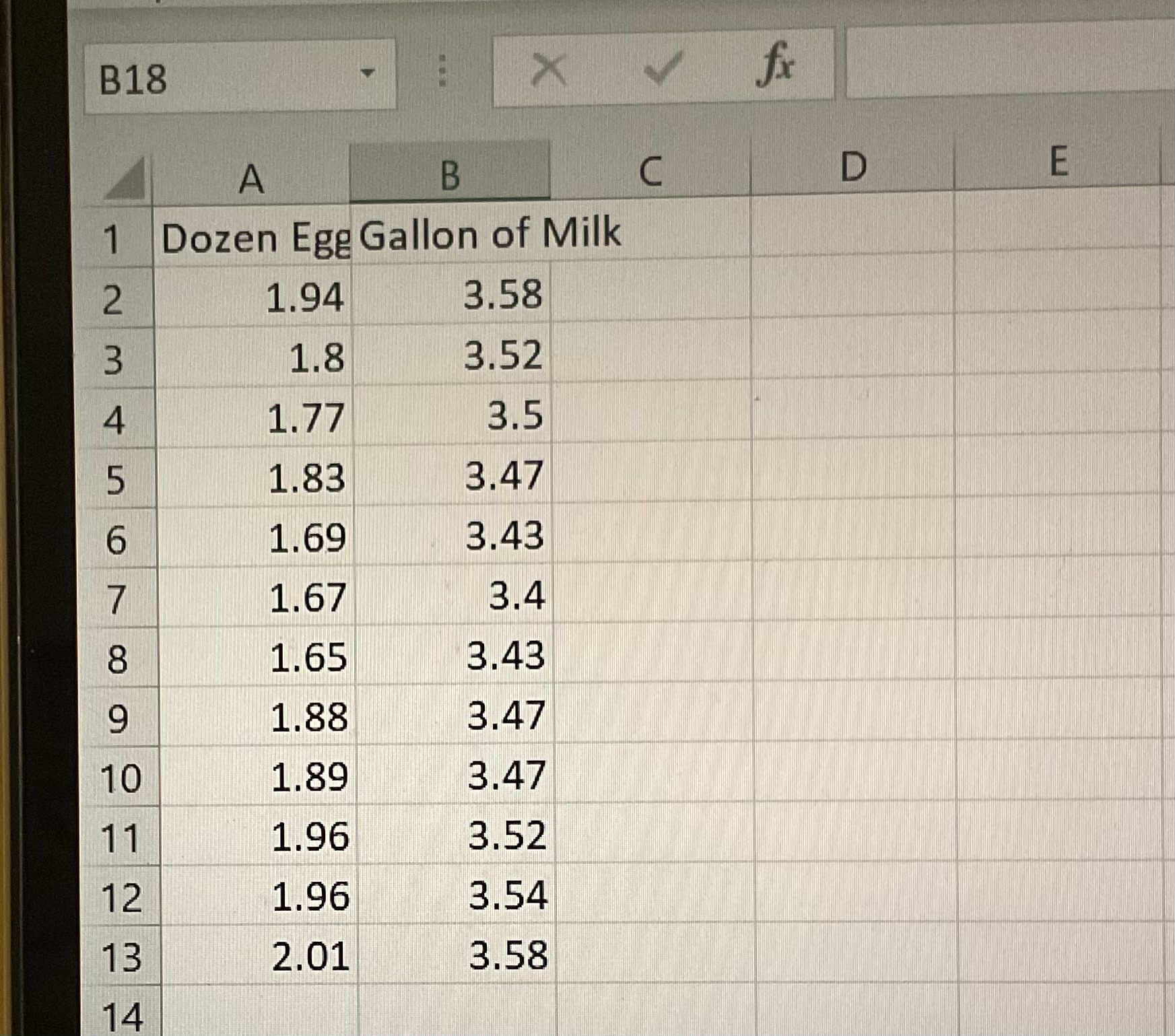 Solved B18b. If the price of eggs differs by $0.25 from one | Chegg.com