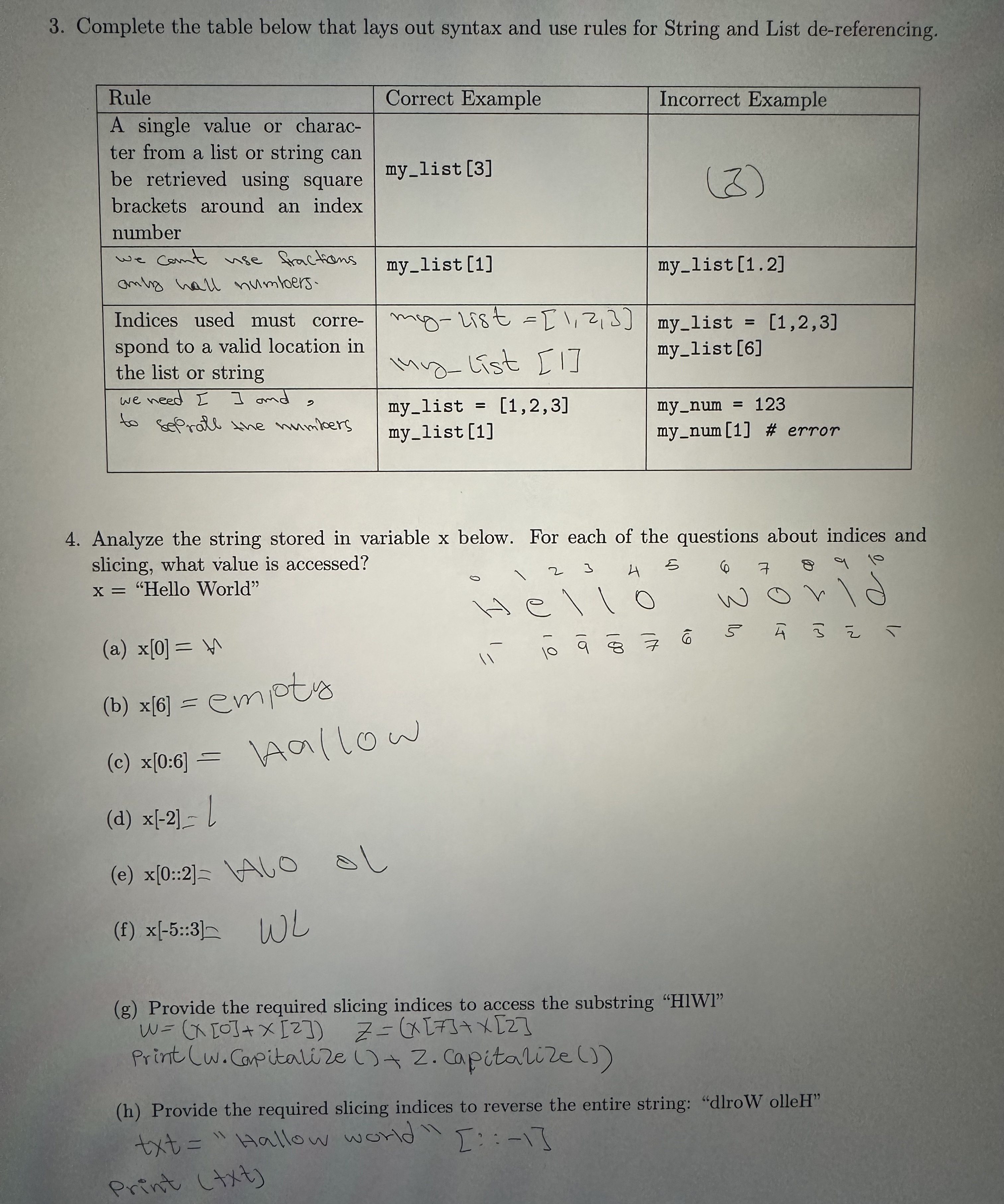 3. Complete the table below that lays out syntax and | Chegg.com