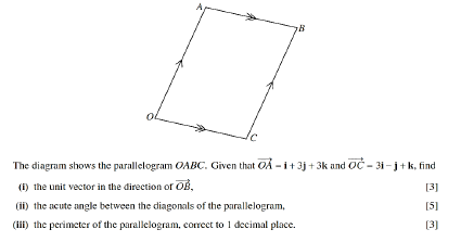 Solved B 8 The diagram shows the parallelogram OABC. Given | Chegg.com