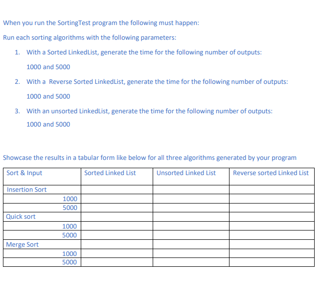 Solved Sorting For This Project You Will Implement Three Chegg