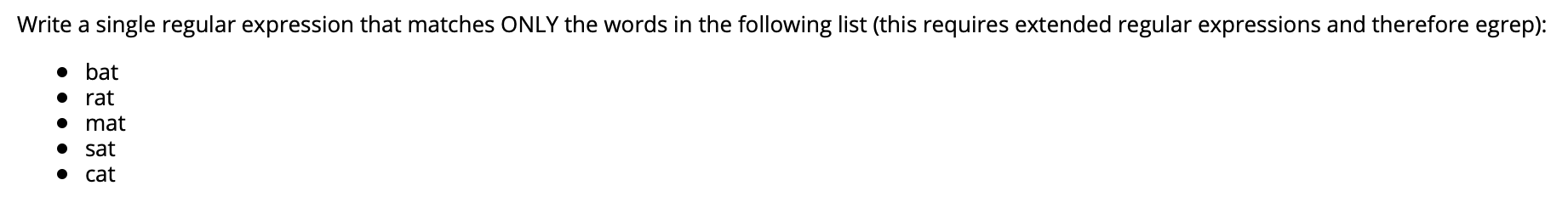 Solved Write a single regular expression that matches ONLY | Chegg.com