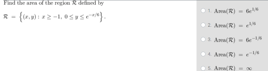Solved Find the area of the region R defined by 1. Area(R) | Chegg.com