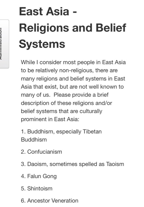 East Asia Religions and Belief Systems While I | Chegg.com