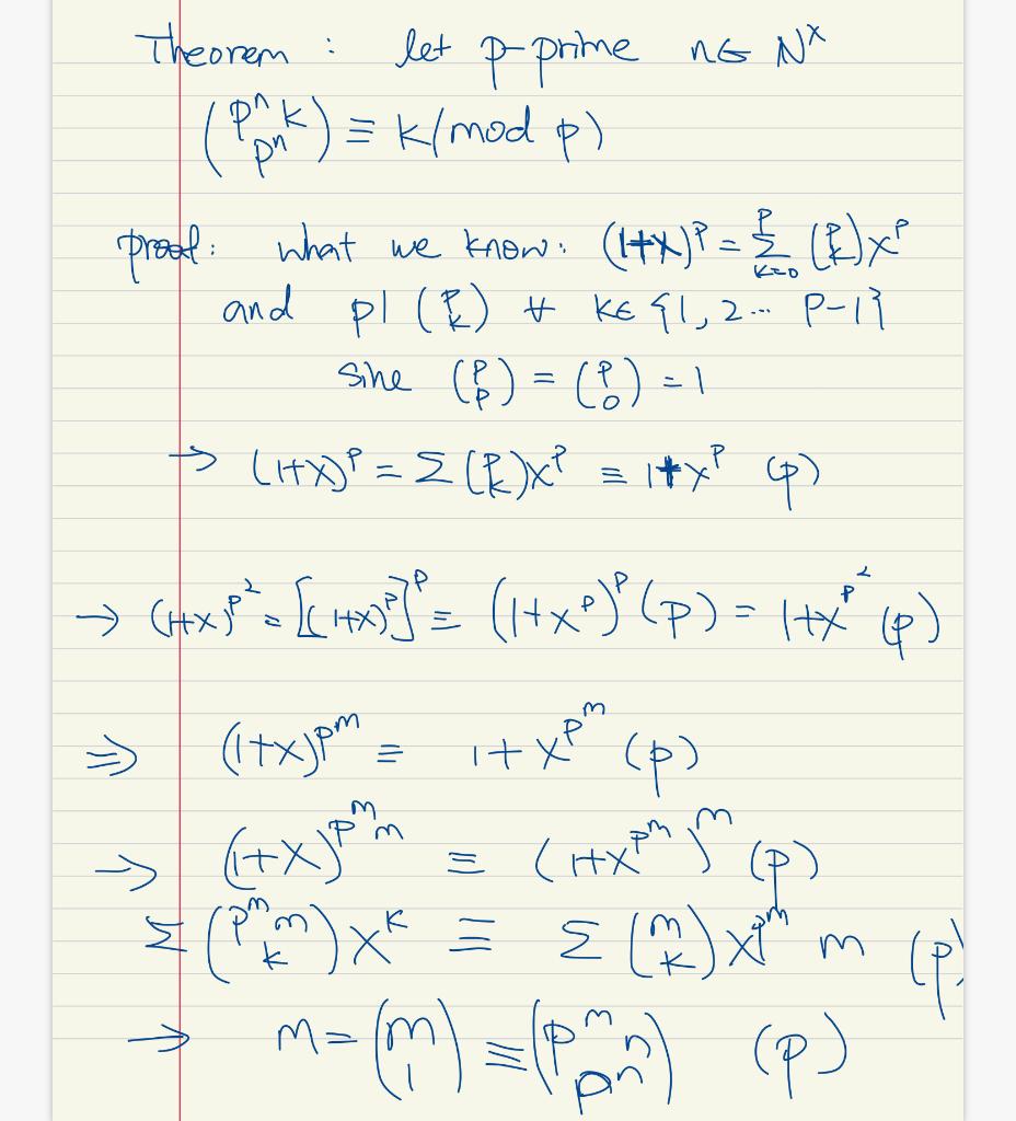 Solved proof for binomial coefficient with prime number can | Chegg.com