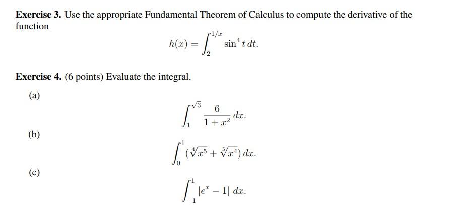 Solved Exercise 3. Use the appropriate Fundamental Theorem | Chegg.com