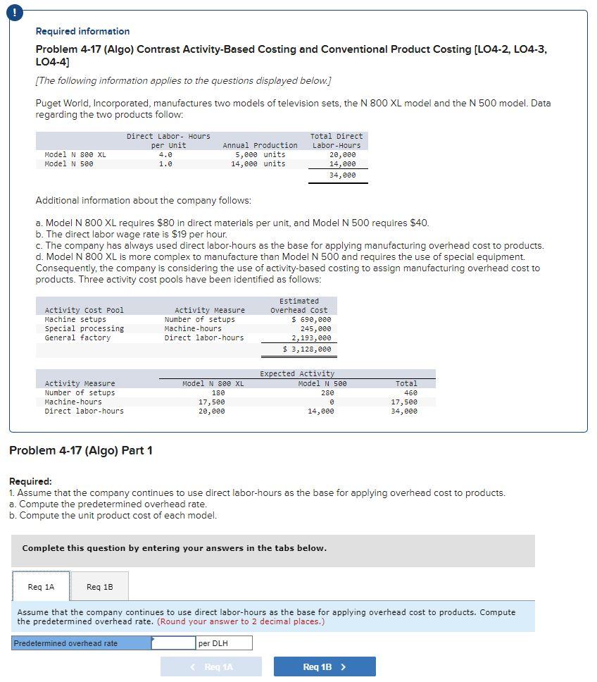 Solved Required information Problem 4-17 (Algo) Contrast | Chegg.com