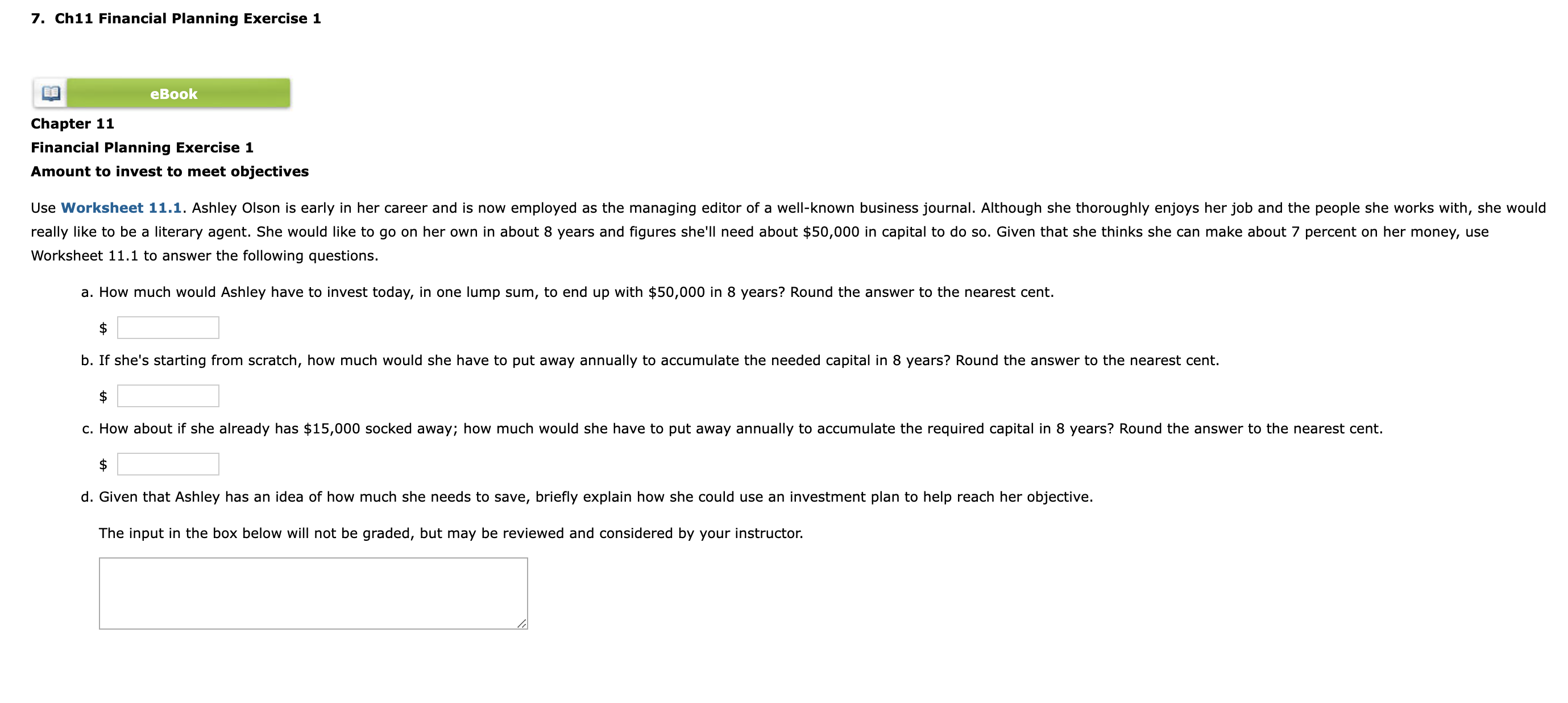 Solved Chapter 11 Financial Planning Exercise 1 Amount to | Chegg.com
