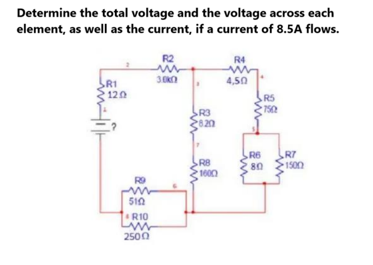 Determine the total voltage and the voltage across | Chegg.com