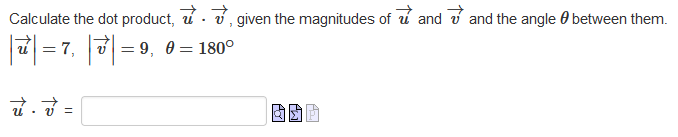 Solved Calculate the dot product, vec(u)*vec(v), ﻿given the | Chegg.com