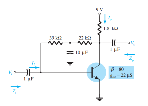 Solved Given hie = 2.4 k ohms, hfe = Beta = 80, hre = | Chegg.com