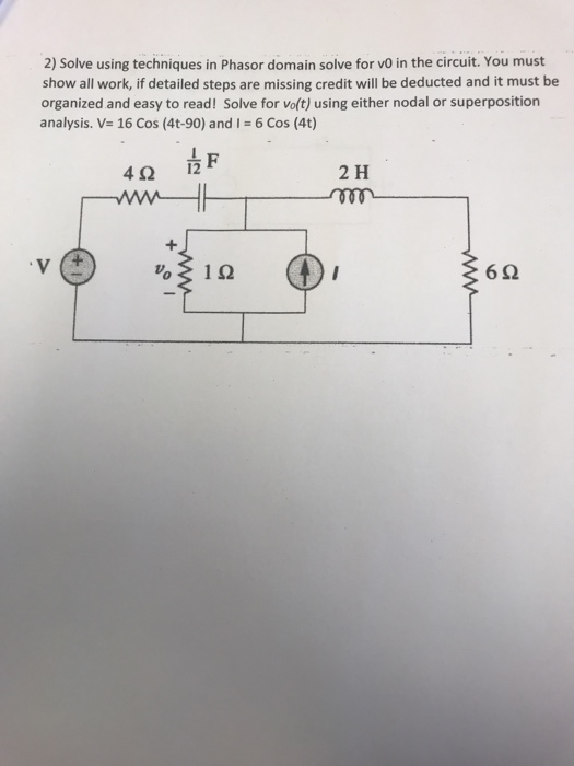 Solved 2) Solve using techniques in Phasor domain solve for | Chegg.com