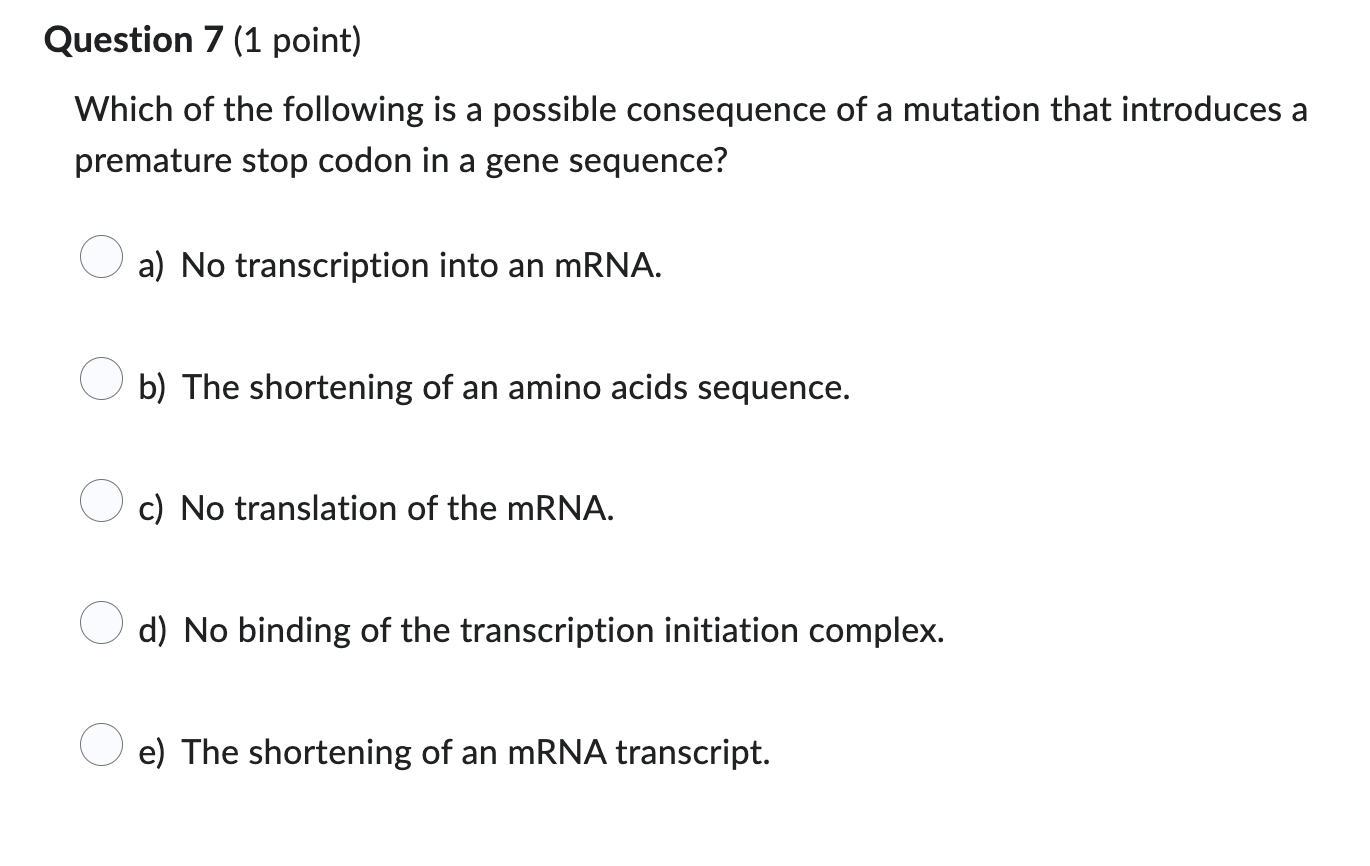 Solved Which of the following is a possible consequence of a | Chegg.com