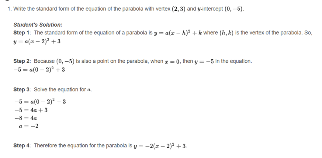 Solved 1. Write the standard form of the equation of the | Chegg.com