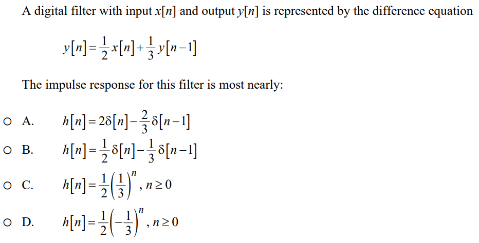 Solved A digital filter with input x[n] and output y[n] is | Chegg.com