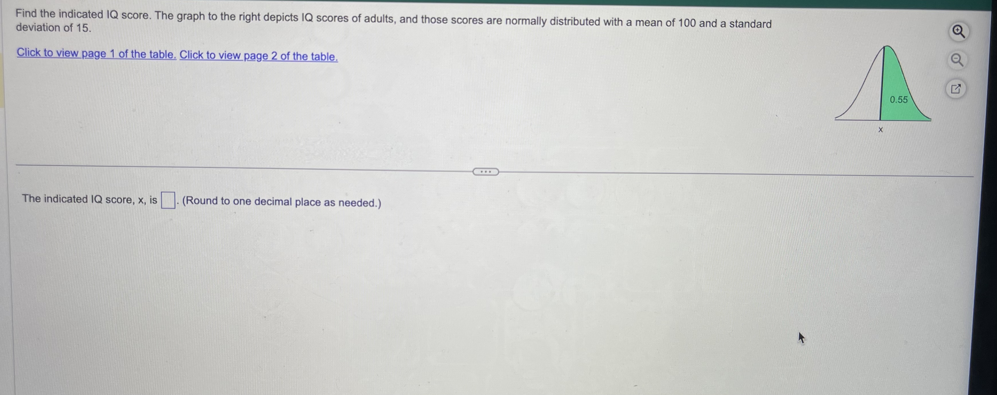 Solved Find the indicated IQ score. The graph to the right | Chegg.com