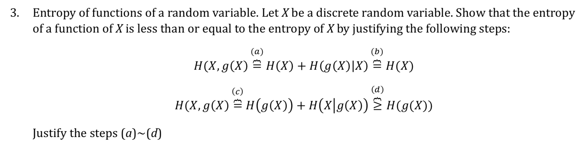 Solved 3 Entropy Of Functions Of A Random Variable Let X 8996