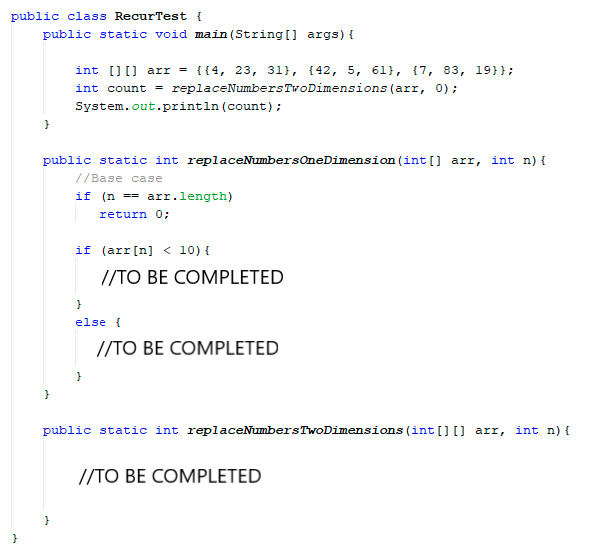 Solved Complete the two static methods in the program | Chegg.com