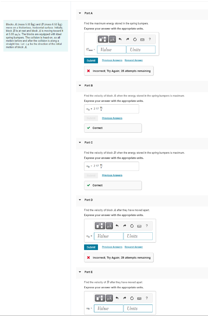 Solved Biocks A (mass 5.00 kg ) and B (mass 6.50 kg ) Find | Chegg.com