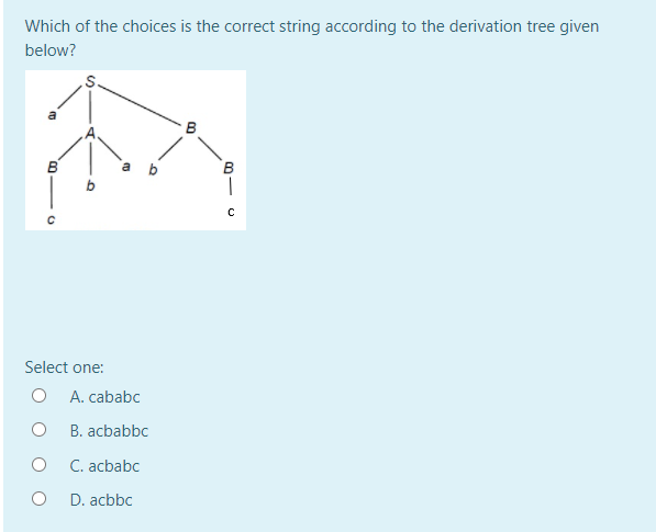 Solved Which of the choices is the correct string according | Chegg.com