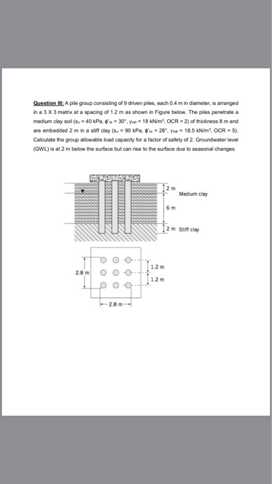 Solved Question Il: A pile group consisting of 9 driven | Chegg.com