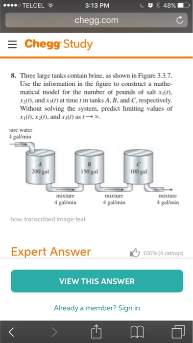 Solved Three large tanks contain brine, as shown in Figure | Chegg.com