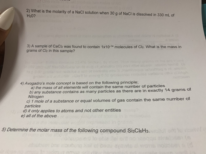 Solved 2) What is the molarity of a NaCI solution when 30 g | Chegg.com