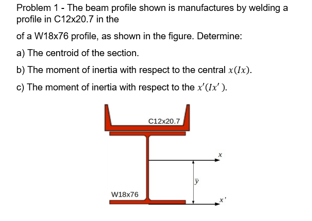 Solved Problem 1 - The beam profile shown is manufactures by | Chegg.com