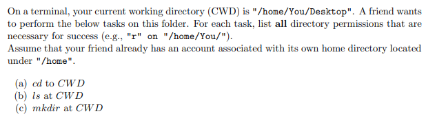 Solved On a terminal, your current working directory (CWD) | Chegg.com