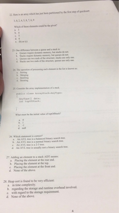 Solved 22. Here is an array which has just been partitioned | Chegg.com
