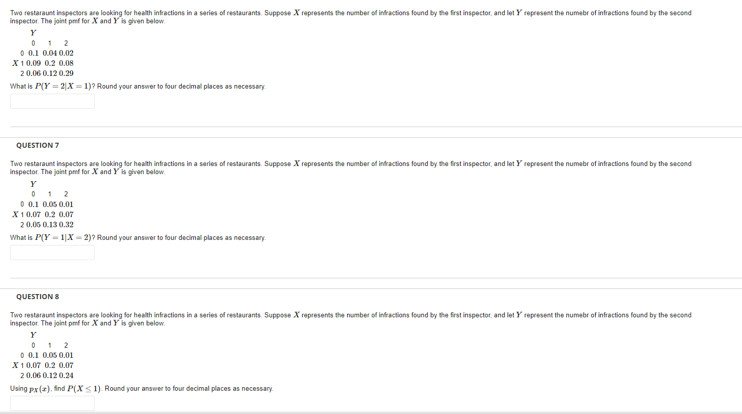 Solved inspector. The joint pmf for X and Y is given below. | Chegg.com