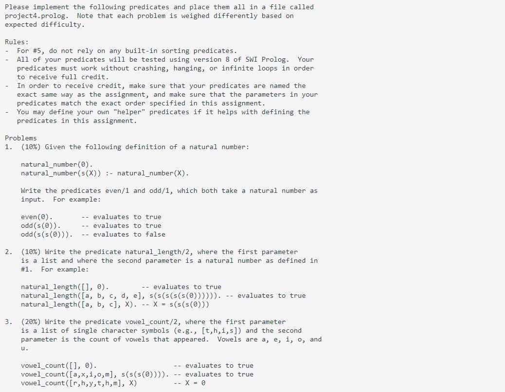 Solved Please implement the following predicates and place | Chegg.com