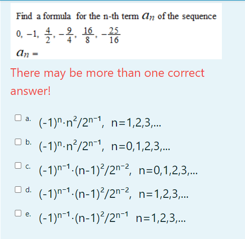 Solved Find a formula for the n-th term an of the sequence | Chegg.com