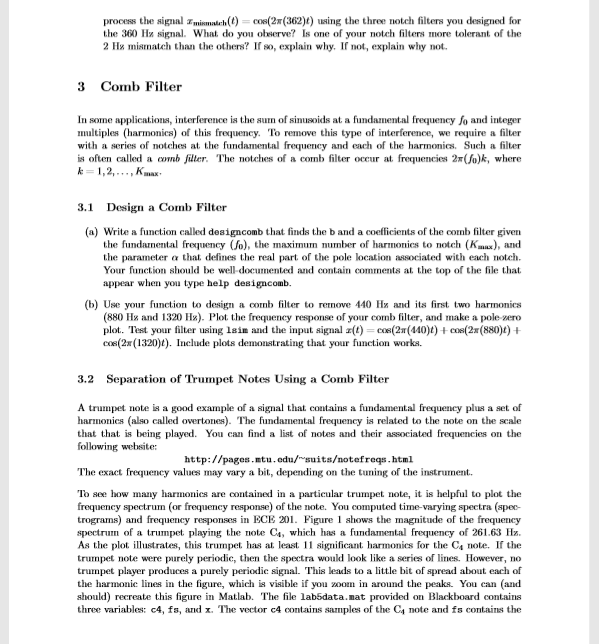 2 Design of a Simple Notch Filter Notch filters are | Chegg.com