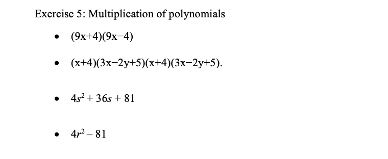 Solved Exercise 5: Multiplication of polynomials | Chegg.com