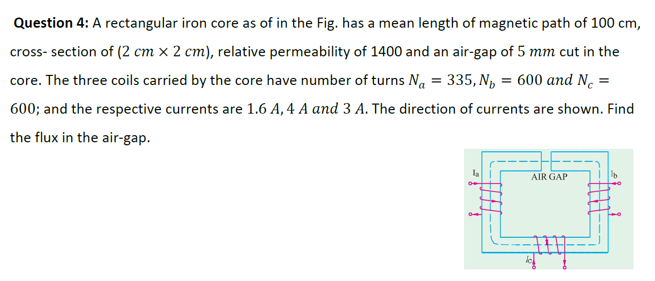 Solved Question 4: A rectangular iron core as of in the Fig. | Chegg.com
