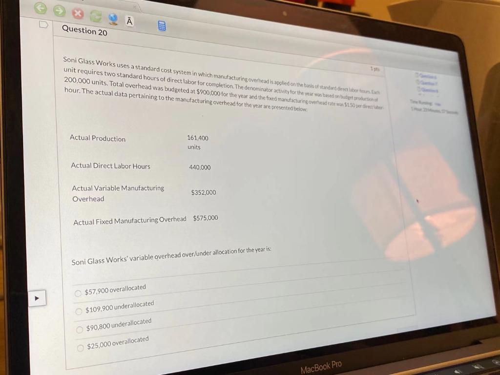 Solved Question 20 Soni Glass Works uses a standard cost | Chegg.com