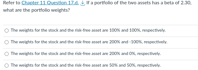 Solved Using CAPM A stock has a beta of 1.15 and an expected | Chegg.com