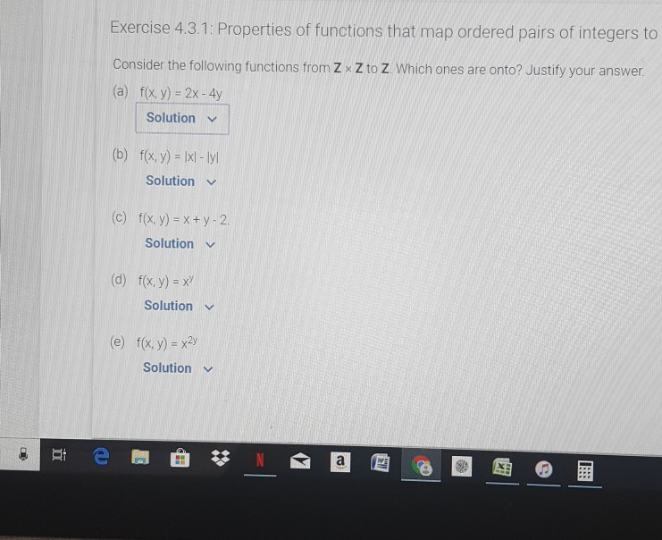 Solved Exercise 4.3.1: Properties of functions that map | Chegg.com