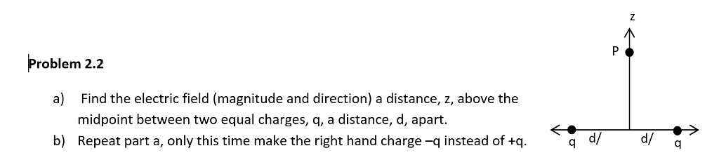 Solved Problem 2.2 a) b) Find the electric field (magnitude | Chegg.com