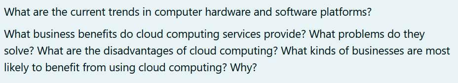 Solved What are the current trends in computer hardware and | Chegg.com