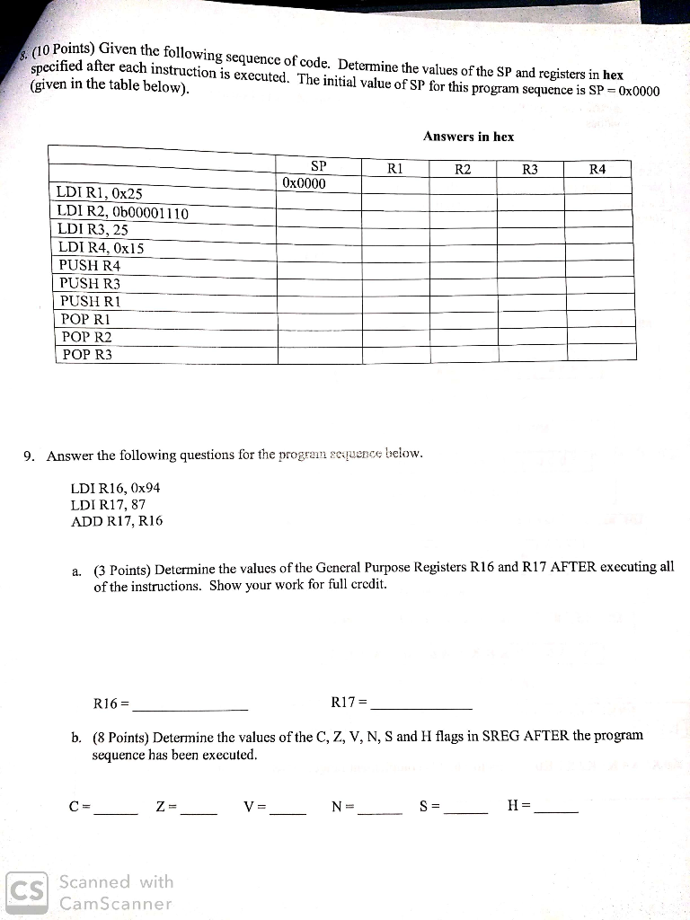 210 Points) Given the following sequence of code. | Chegg.com