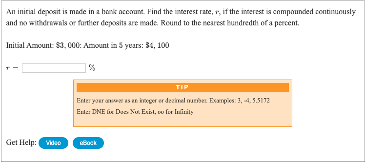 Solved An initial deposit is made in a bank account. Find | Chegg.com