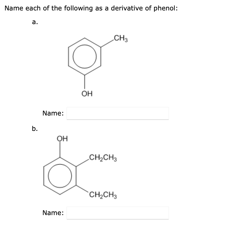Solved Name each of the following as a derivative of phenol: | Chegg.com