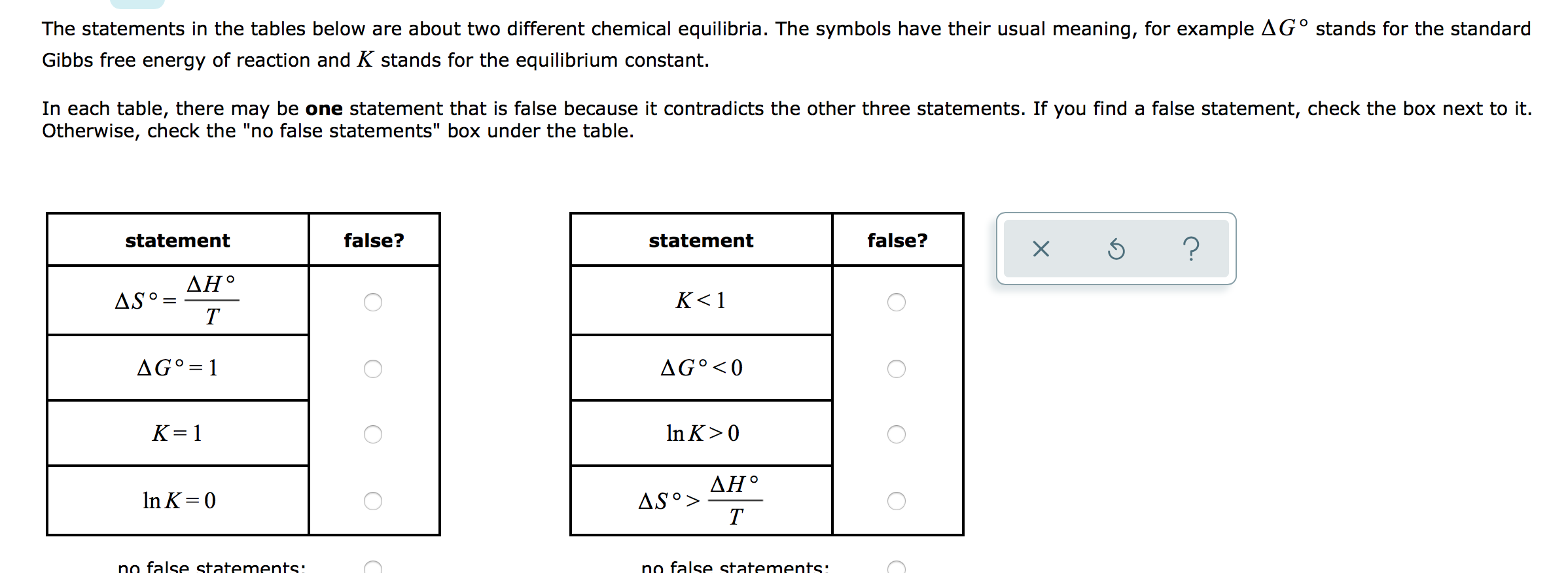 Solved The statements in the tables below are about two | Chegg.com