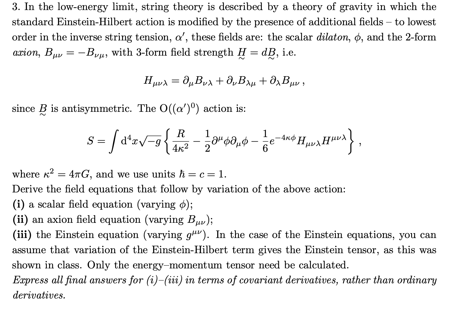 Solved General Relativity- Einsteins field equation. Can you | Chegg.com