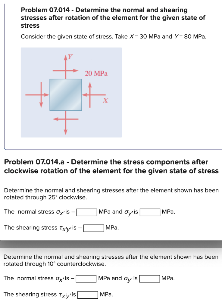 Solved Problem 07 014 Determine The Normal And Shearing