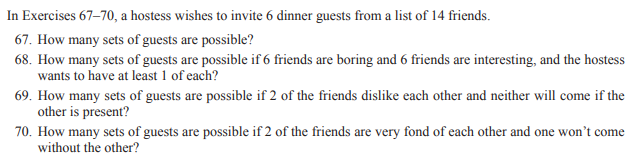 Solved In Exercises 67-70, a hostess wishes to invite 6 | Chegg.com