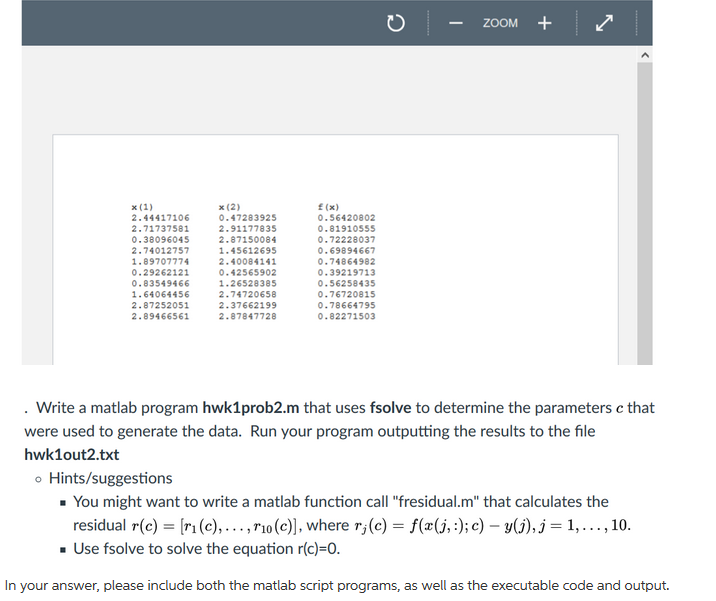 2. The matlab function fun2.m Minimize File Preview | Chegg.com