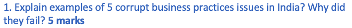 Solved Explain examples of 5 ﻿corrupt business practices | Chegg.com
