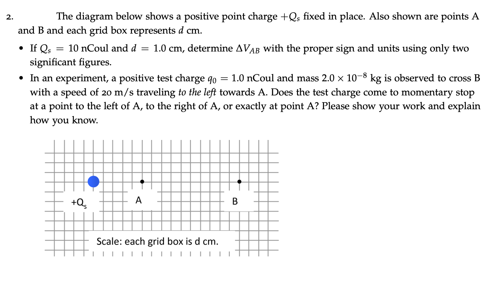 Solved 2. = 1.0 cm, The diagram below shows a positive point | Chegg.com